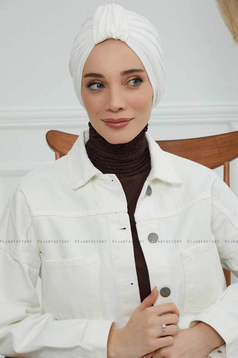Laura - Creme Baumwolle Turban - Hijabfactory.de